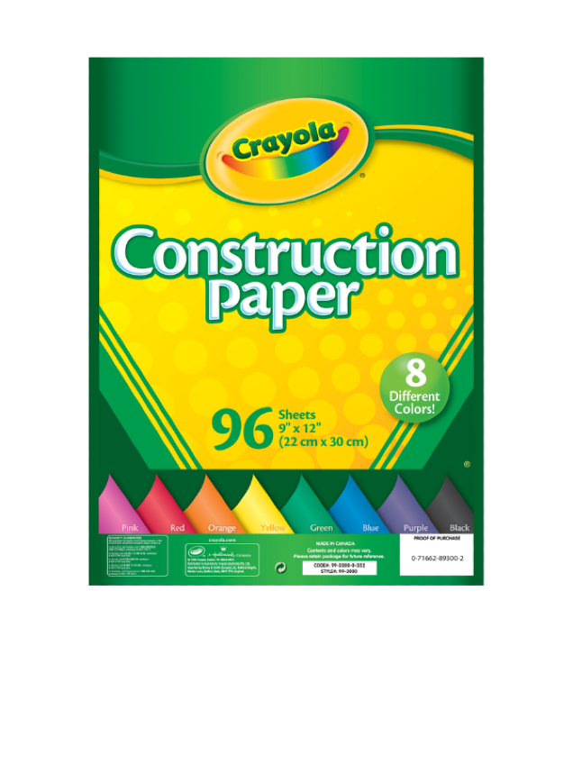 SCC Lincoln Campus Store Crayola Construction Paper 96 Sheets