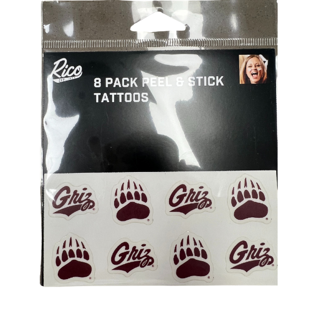 8 Pack Face Stickers Griz Paw and Griz Script