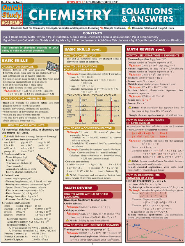 QS Chemistry Equations & Answers