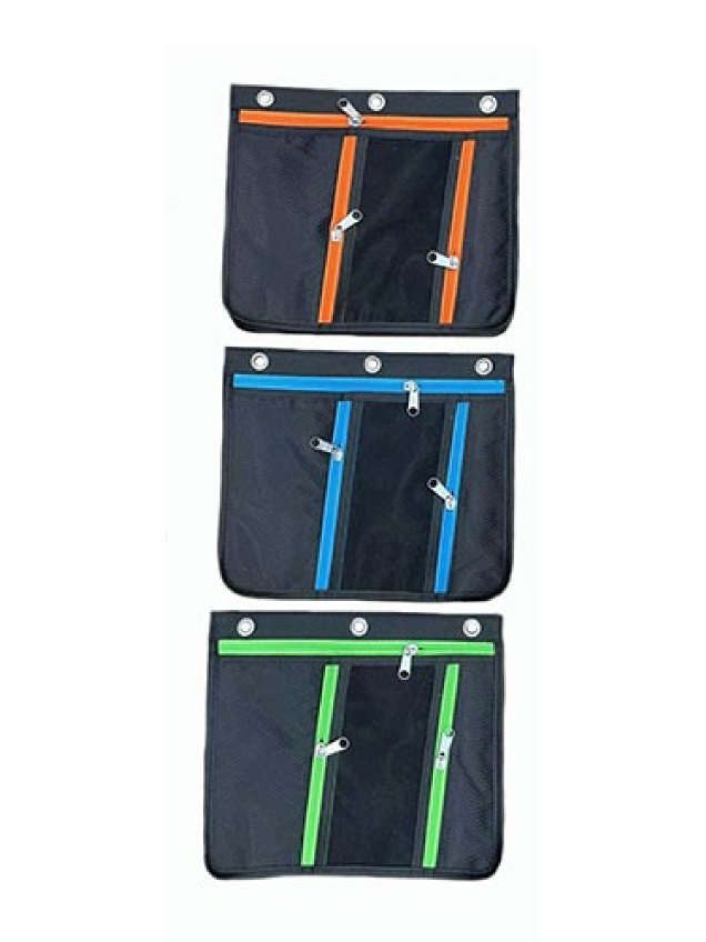 Three Pocket Expanding Pencil Pouch, 11"W x 9-1/2"H x 1"D, Assorted Colors