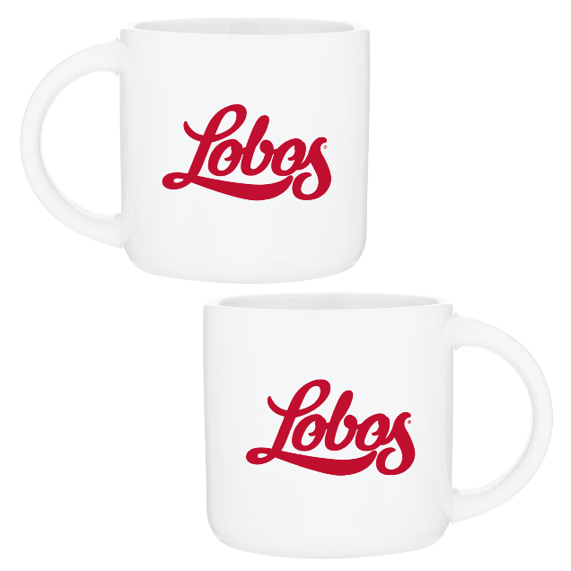UNM Bookstore 14oz. White Cora Ceramic Mug Lobos