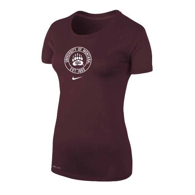 Womens Nike Maroon Dri Fit Short Sleeve Tee