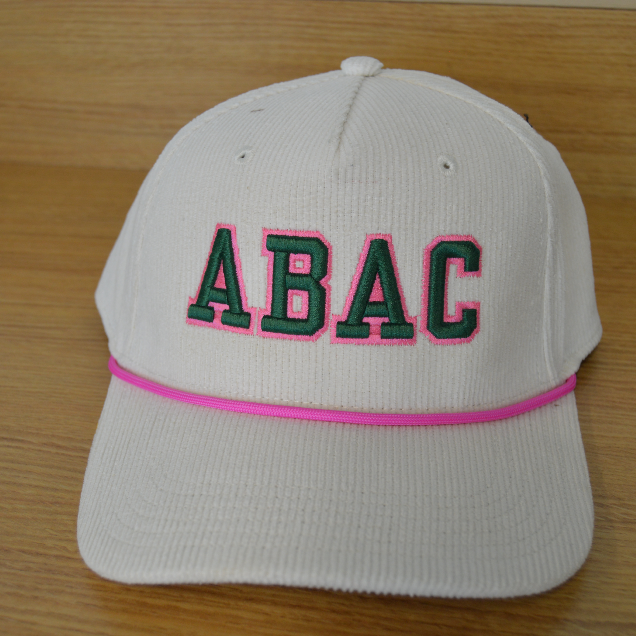 ABAC Stallion Shop Cap Ivory Corduroy - ABAC in Green O/L Pink w/ Pink Rope