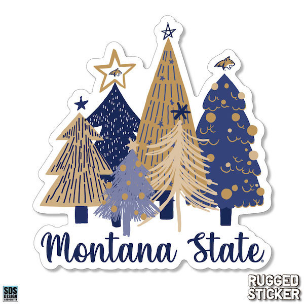 SDS 3.5 Inch Montana State W Holiday Trees Rugged Sticker