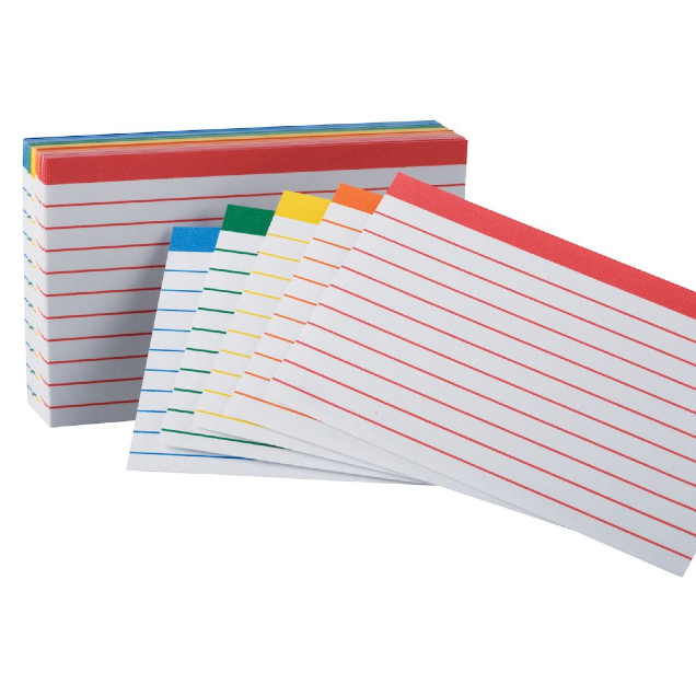 Oxford Index Cards 3x5 Color Coded Ruled 100ct
