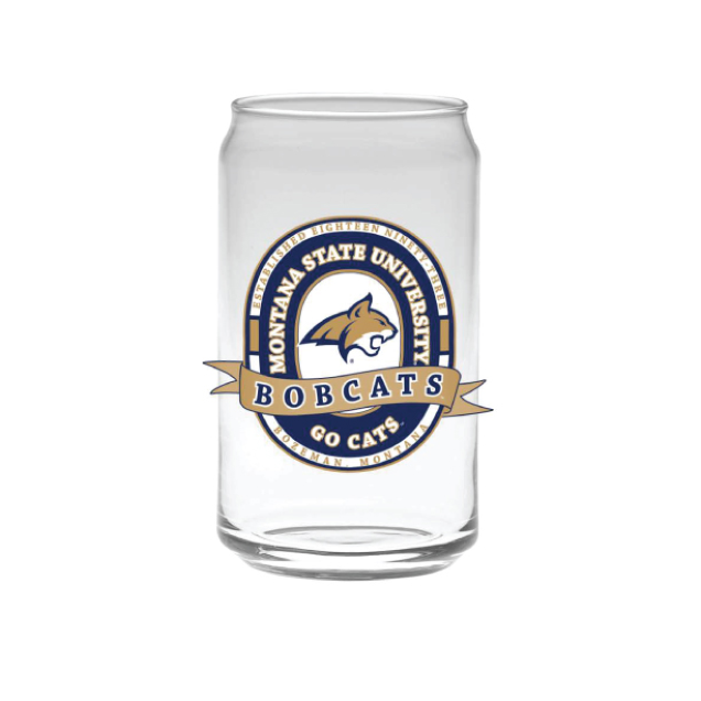 Montana State University Bobcats Banner 16 oz Can Glass
